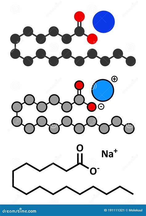Sodium Palmitate Soap Molecule Prepared From Palm Oil By