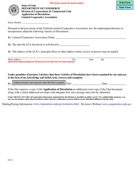 Utah Application Of Dissolution Limited Cooperative Association