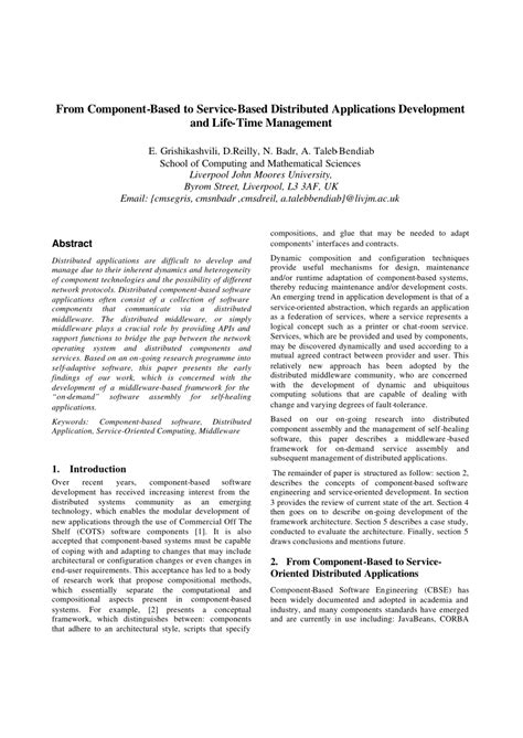 Pdf From Component Based To Service Based Distributed Applications