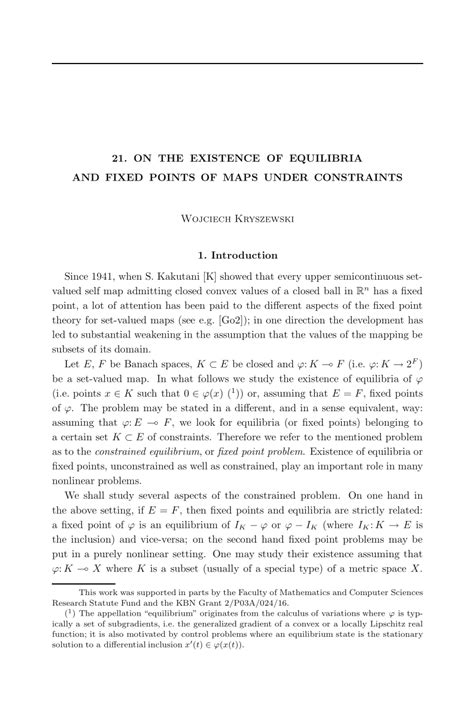 pdf on the existence of equilibria and fixed points of maps under