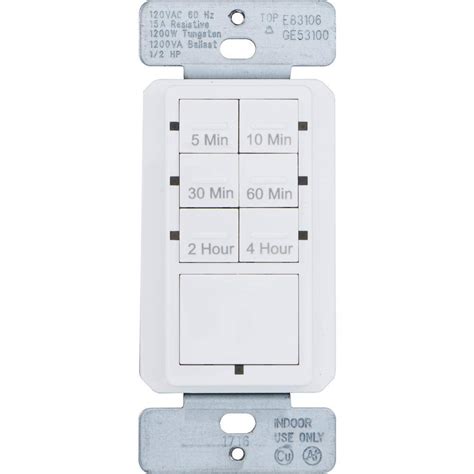 buy 15 amp 4 hour in wall push button countdown timer switch with screw