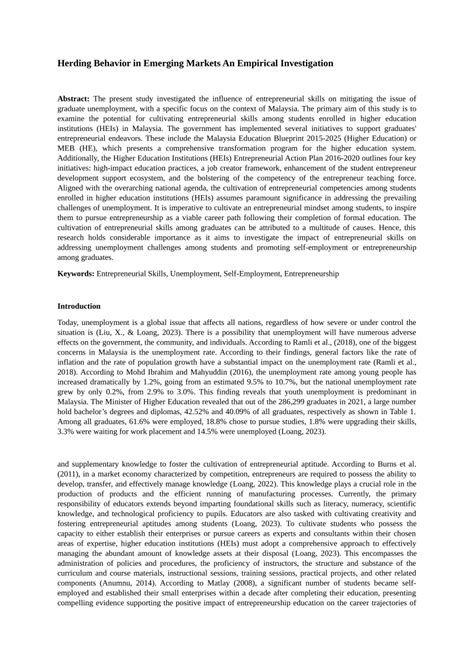Pdf Herding Behavior In Emerging Markets An Empirical Investigation