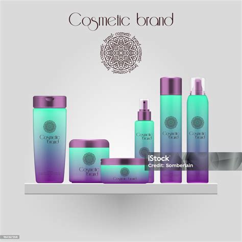 현실적인 그라데이션 색상 화장품 병의 집합입니다 3 차원 이랑 병 흰색 배경에 고립입니다 화장품 패키지입니다 3차원 형태에 대한 스톡 벡터 아트 및 기타 이미지 Istock