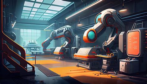 Premium Photo Automated Robotics Futuristic Electric Robot Factory