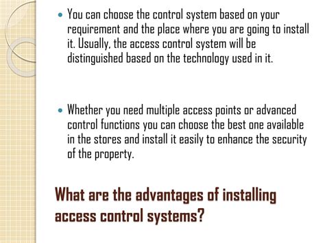 ppt what are the advantages of installing access control systems