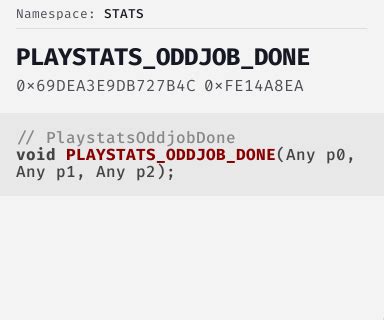 PlaystatsOddjobDone FiveM Natives Cfx Re Docs