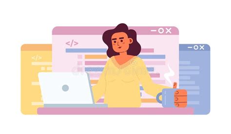 Writing Code Job Flat Concept Vector Spot Illustration Stock Vector Illustration Of Abstract