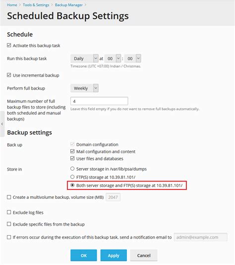 How To Configure Plesk To Store Backups Both In Local And Remote