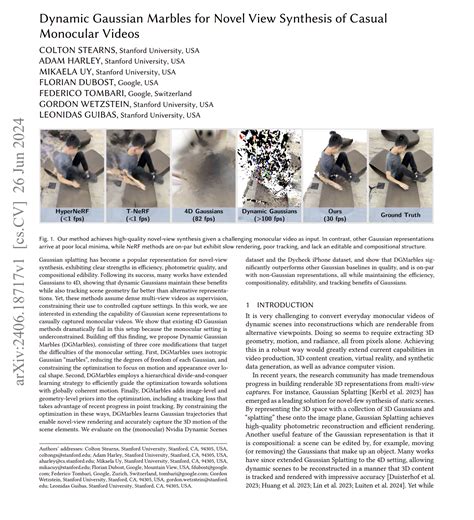 Dynamic Gaussian Marbles For Novel View Synthesis Of Casual Monocular Videos