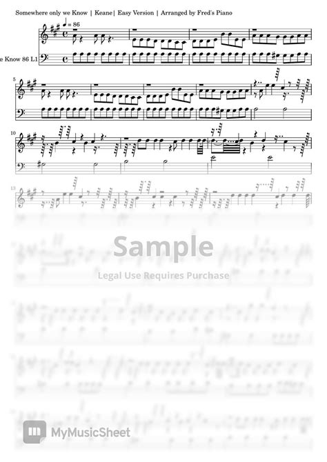 Keane Somewhere Only We Know Sheets By Fred S Piano