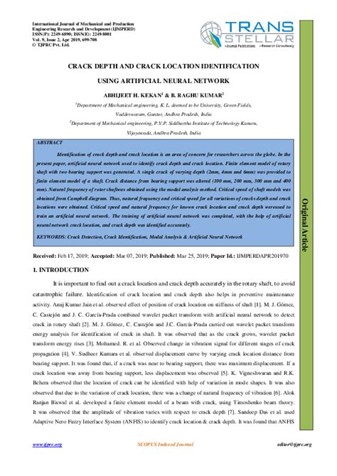 Pdf Crack Depth And Crack Location Identification Using Artificial Neural Network