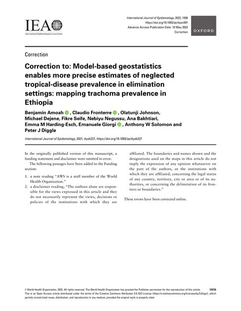 Pdf Correction To Model Based Geostatistics Enables More Precise