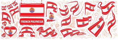 다양한 크리에이티브 디자인의 프랑스 령 폴리네시아 국기의 벡터 세트 국가 관광명소에 대한 스톡 벡터 아트 및 기타 이미지 국가 관광명소 국기 그림 이야기 Istock