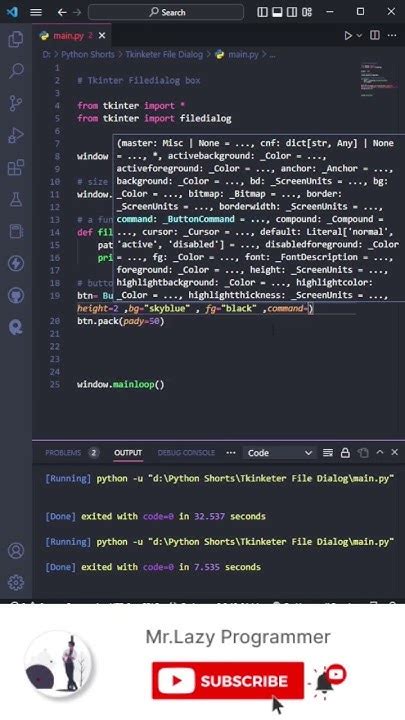 tkinter filedialog python mrlazyprogrammer youtube