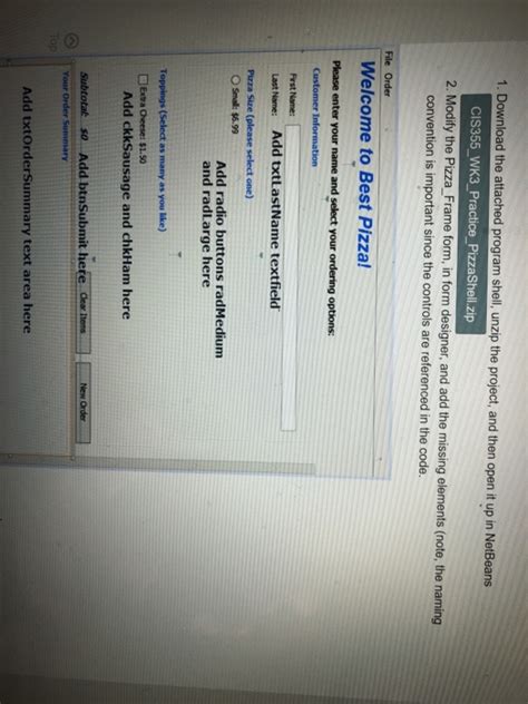 Solved Pizza Order Graphical User Interface In This Week S Chegg