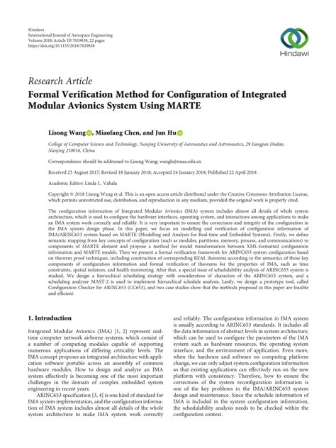 Pdf Formal Verification Method For Configuration Of Integrated Modular Avionics System Using Marte
