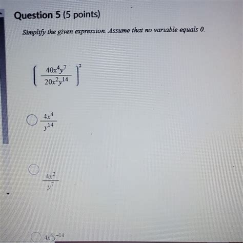Solved Question Points Simplify The Given Expression Chegg