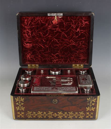 A George Iv Brass Inlaid Rosewood Vanity Case The Interior Containing A Removable Compartmentalized