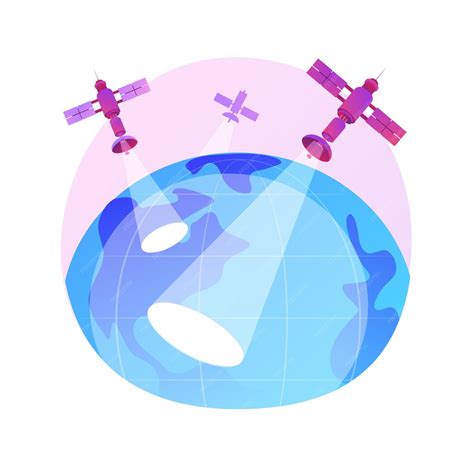 지구 관찰 추상적 인 개념 그림입니다 우주 공학 행성 과학 위성 서비스 지리 정보 응용 지구 관측 원격 감지 무료 벡터