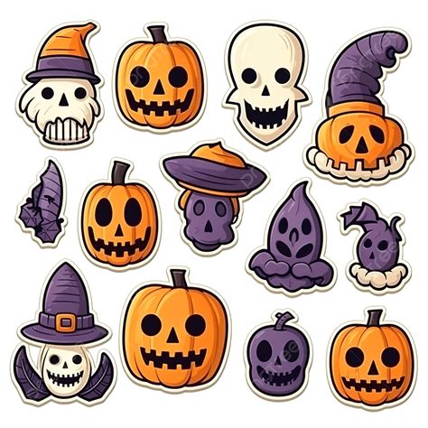 만화 일러스트 할로윈 스티커 세트 만화 일러스트 세트 일러스트 스티커 일러스트 Png 일러스트 및 이미지 에 대한 무료 다운로드 Pngtree