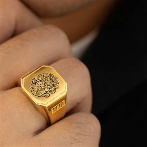 Custom Engraved Signet Ring Square Ring Graduationfathers Day T