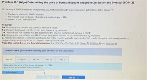 solved problem 14 1 algo determining the price of bonds
