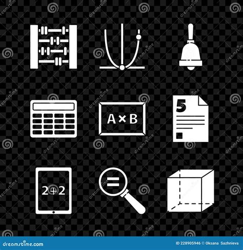 Set Abacus Graph Schedule Chart Diagram Ringing Bell Tablet With Calculator Calculation