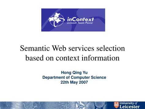 Ppt Semantic Web Services Selection Based On Context Information Powerpoint Presentation Id