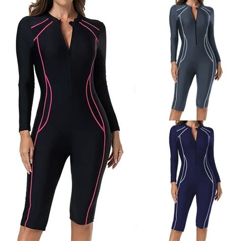 Bvofar Womens Swimming Suit Long Sleeve One Piece Surfing Suits Zipper
