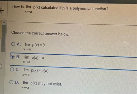 Solved How Is Limx→ap X Calculated If P Is A Polynomial