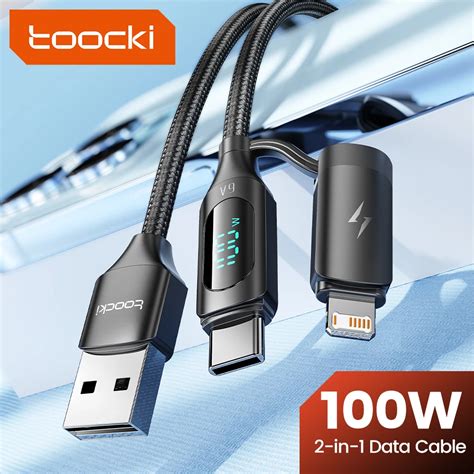 Usb кабель Toocki 2 в 1 для быстрой зарядки и передачи данных 6 А а Aliexpress