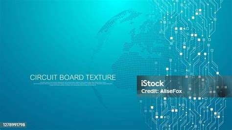 기술 추상 회로 기판 텍스처 배경 하이테크 미래 회로 보드 배너 벽지 디지털 데이터 엔지니어링 전자 마더보드 최소 배열 빅 데이터 벡터 일러스트레이션 반도체에 대한 스톡