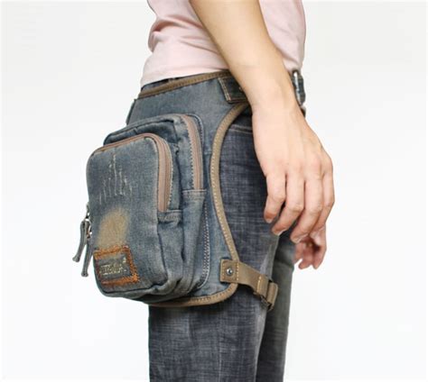 Hüfttasche Herren Beintasche Motorrad Aus Denim Oberschenkel Tasche