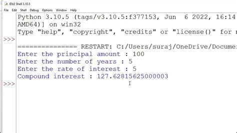 Calculating Compound Interest In Pythoncomputerexcelsolution Youtube