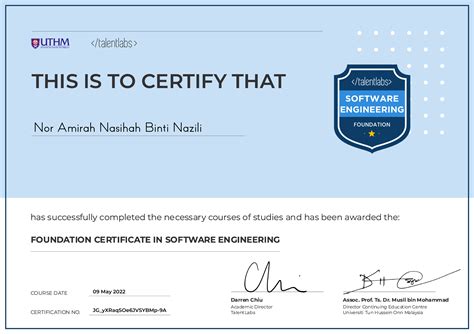 Foundation Certificate In Software Engineering Certificate Nor Amirah Nasihah Binti Nazili