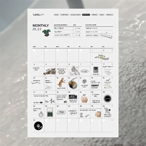 굿노트 먼슬리 Goodnotes Monthly Templates 데일리 플래너 템플릿 플래너 템플릿 스터디 플래너