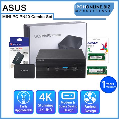 Asus Mini Pc Pn Intel Barebone Adata Ddr Gb Sodimm Ram Verbatim Gb Sata Ssd
