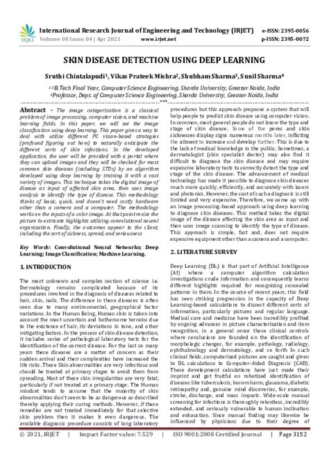 Pdf Irjet Skin Disease Detection Using Deep Learning