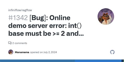Bug Online Demo Server Error Int Base Must Be 2 And