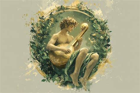 Greek God Apollo Playing The Lyre Generative Ai Stock Illustration Illustration Of Appolo