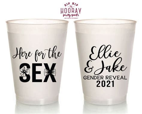 Here For The Sex Bow And Bow Tie Gender Reveal Frosted Cup Siphiphooray