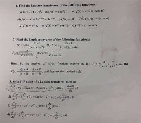 Solved 1 Find The Laplace Transforms Of The Following