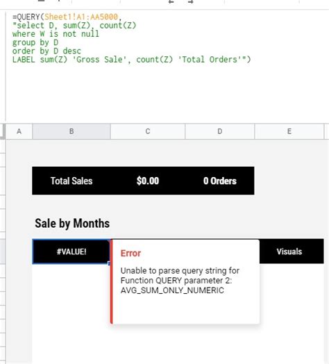 Arrays Query Formula Not Working With Error Avgsumonlynumeric