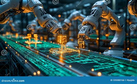 Robotic Assembly Line With Conveyor Belts Hydraulic Presses Stamping