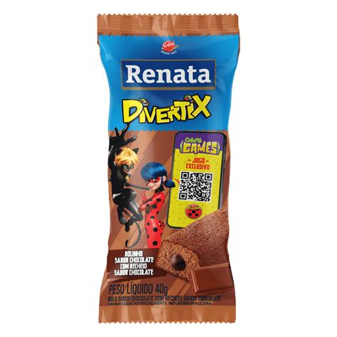 Bolinho Chocolate Recheio Chocolate Divertix Renata 40g