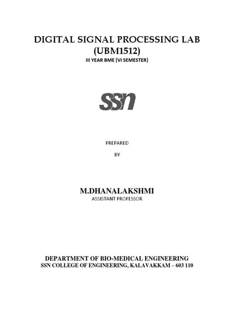 Ubm1512 DSP Lab Manual | PDF