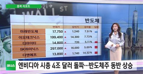 종목리포트 엔비디아 시총 4조 달러 돌파···반도체주 동반 상승