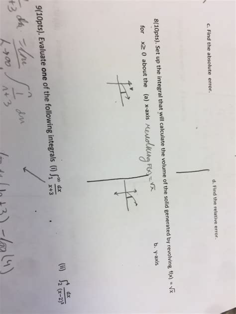 Solved Find The Relative Error Find The Absolute Error Chegg