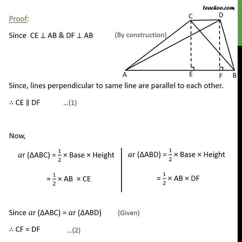 theorem 9 3 class 9 triangles having same base and equal areas lie