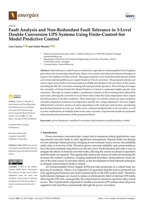 PDF Fault Analysis And Non Redundant Fault Tolerance In Level Double Conversion UPS Systems
